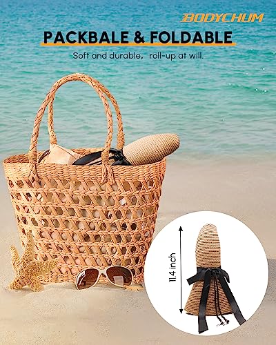 Womens Wide Brim Straw Sun Hat UV Protection UPF50 Foldable Beach Hat Floppy Packbale Summer Hat Travel(Khaki)