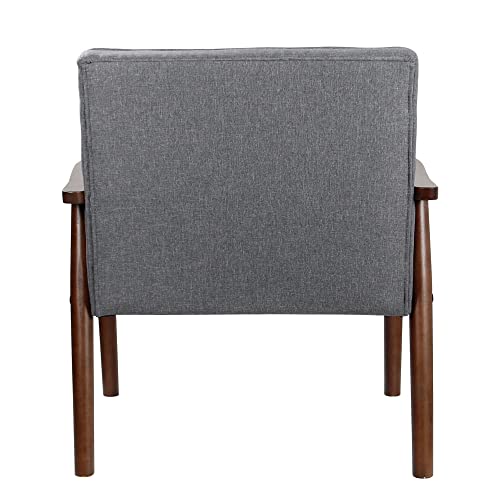 JIASTING Mid-Century Retro Modern Accent Chair Wooden Arm Upholstered Tufted Back Lounge Chairs Seat Size 24.4" 18.3" (Deep)