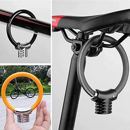 LEERIAN Bicycle Lock Portable Security Anti-Theft Ring Lock Alloy Bold Steel Cable Mountain Bike Lock with 2 Keys Student Gift,Black