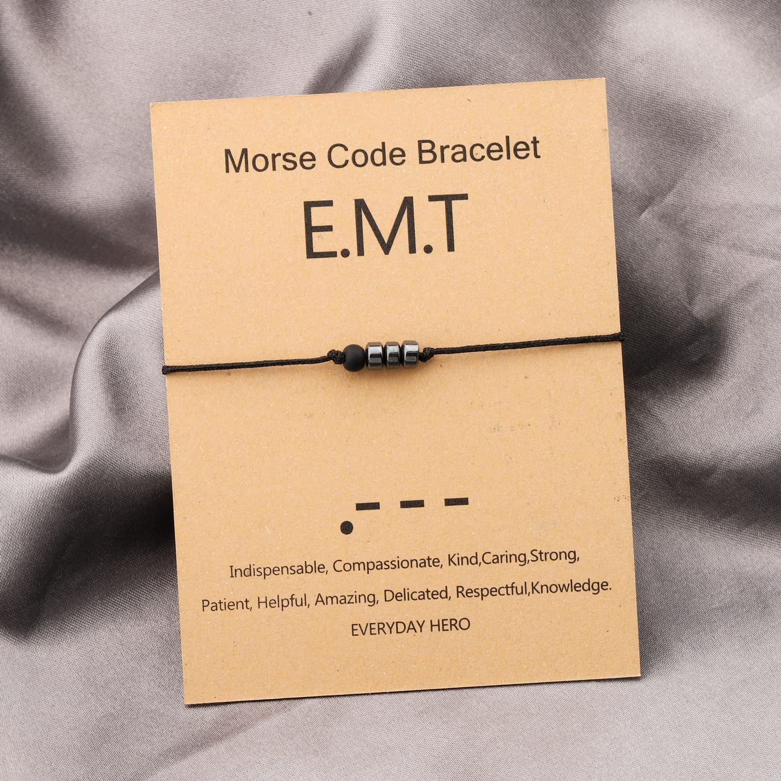 MAOFAED Emergency Medical Technician Gift Morse Code Bracelet for Women Men Morse Code Jewelry (hero EM code br)