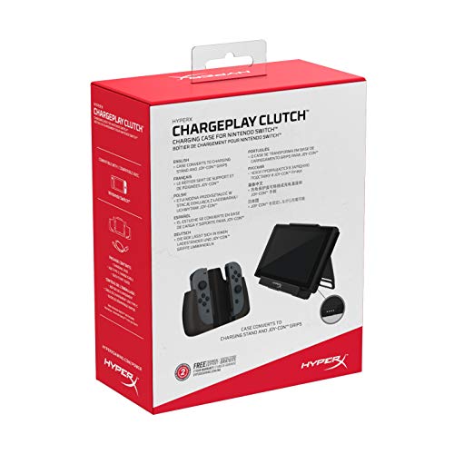 HyperX ChargePlay Clutch – Charging Case for Nintendo Switch, USB Type-C, Joy-Con Grips, Charging Kickstand, Tabletop Mode, 6000mAh Battery, Black (HX-CPCS-U)