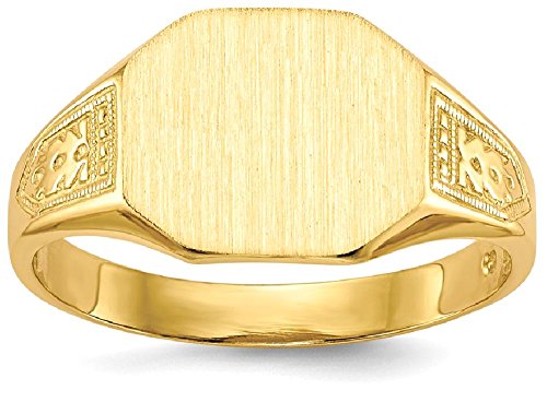 IceCarats 14K Yellow Gold Custom Engraved Signet Ring Handmade Personalized Monogram Initial Letter Band Size 6.00