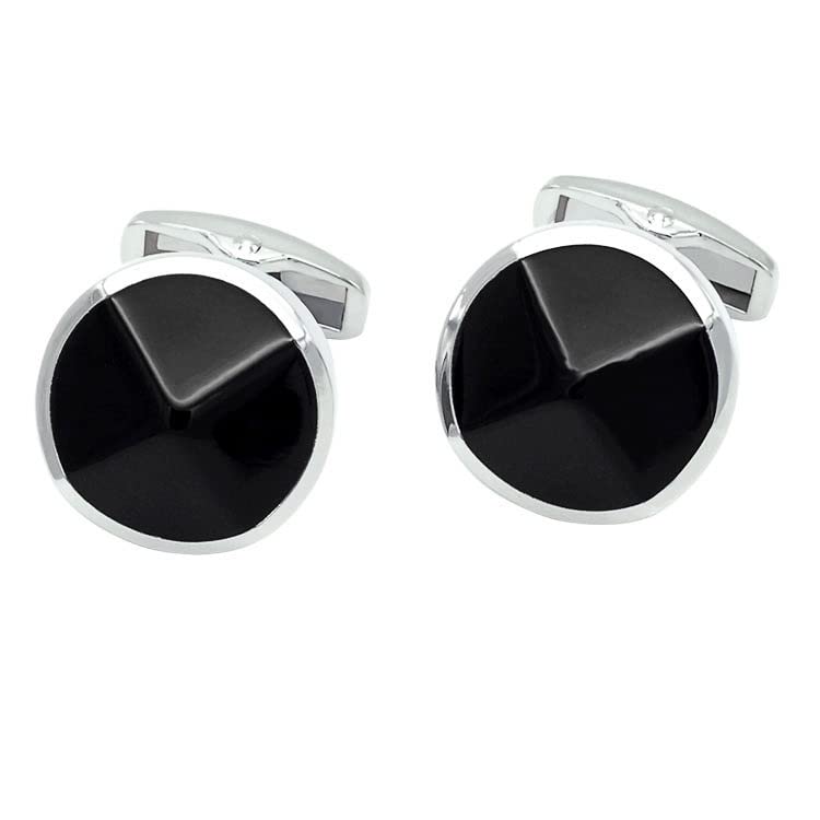 Men's Slim Cufflinks Round Black Enamel Men's Cufflinks Metal Cuff Studs French Shirt Cuff Button Cufflinks