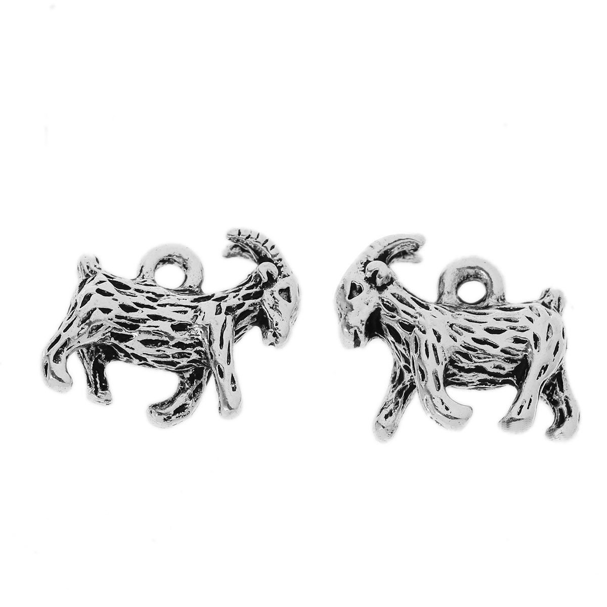 JGFinds Farming Charm Pendants 50 Pack, Silver Tone On the Farm (30 Pig and 20 Goat)
