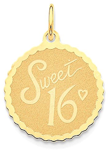 IceCarats 14K Yellow Gold Sweet 16 Disc Necklace Charm Pendant Only