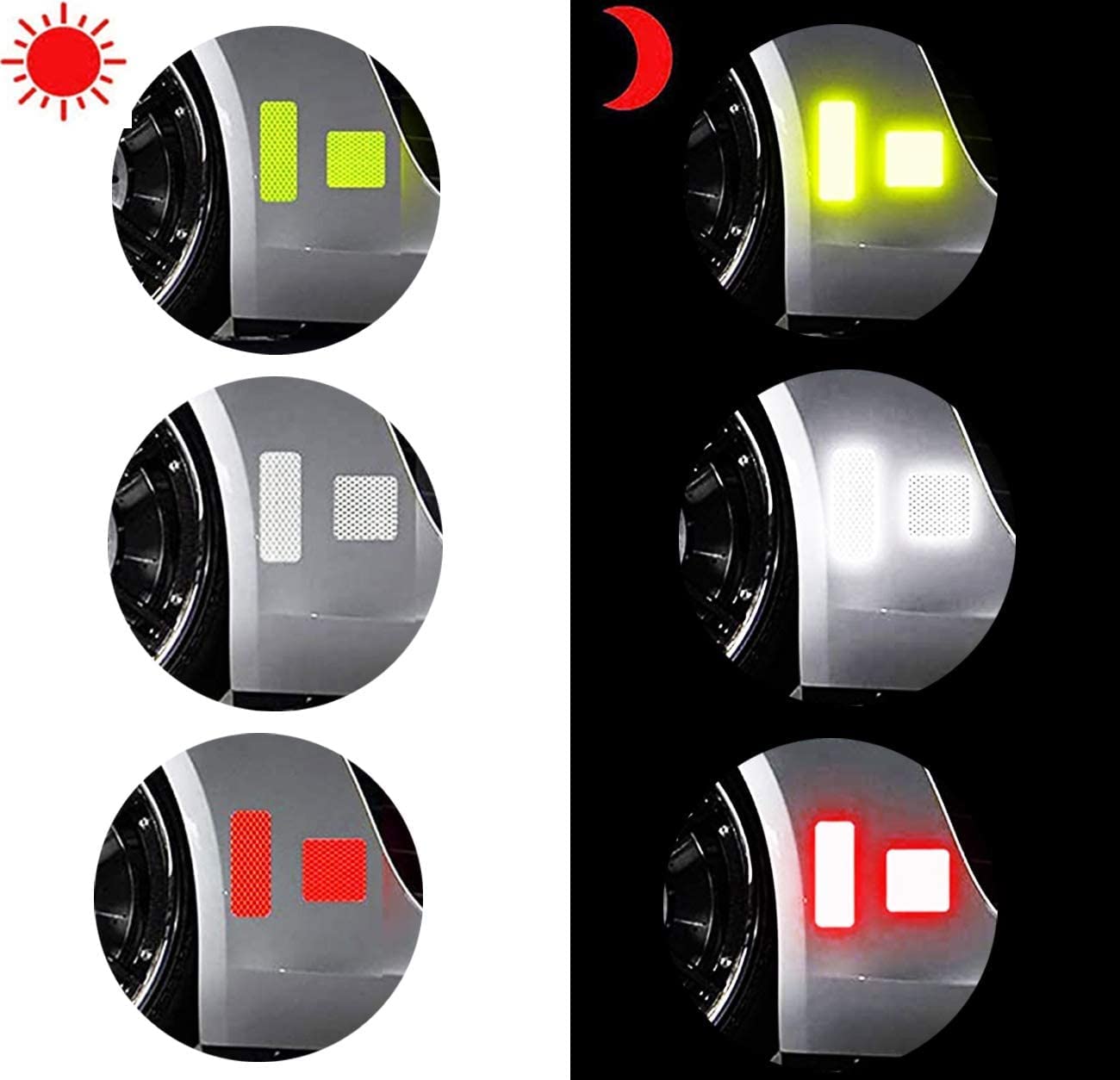KOOUMOS 30pcs Reflective Decals Reflective Stickers Safety Warning Sticker Tapes Waterproofsp High Intensity Night Visibility Adhesive for Helmets Motorbike 1.18 x 3.25 Inch(3x8cm)