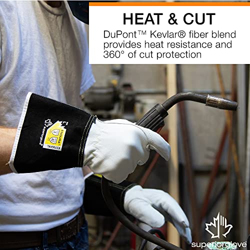 Superior 370GFKLL Precision Arc Goatskin Leather TIG Welding Glove with Kevlar Lining, Work, Large (Pack of 1 Pair)