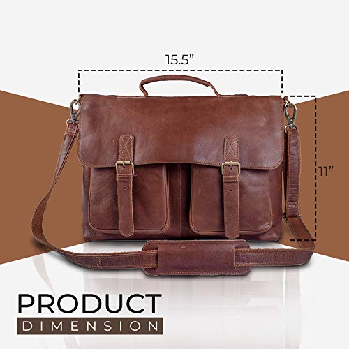 KomalC 16 Inch Leather briefcase Laptop Messenger Bags for Men and Women Best Office Satchel Bag
