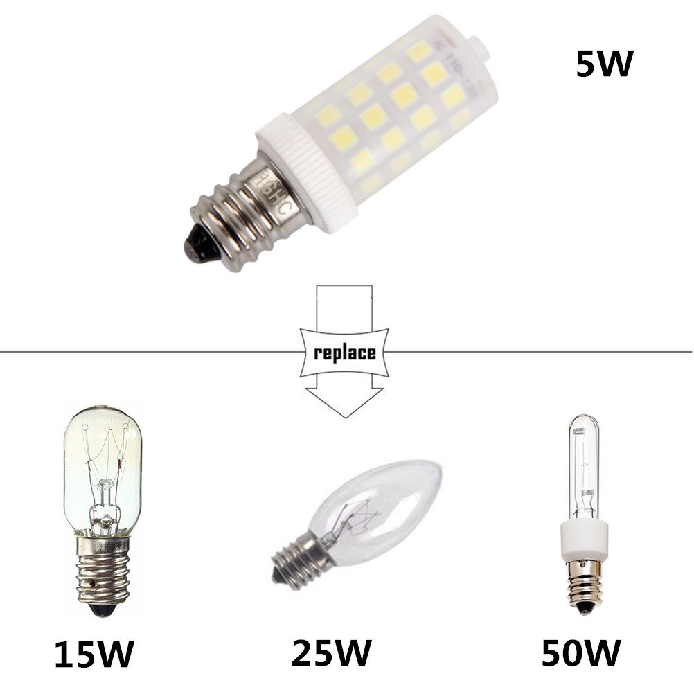 HRYSPN E12 led Light Bulb 120V 6000K Daylight White 5W 500LM Candelabra Screw Base, Halogen Bulb Replacement 15-50W, for Night Light, Refrigerator Light (Pack of 4)