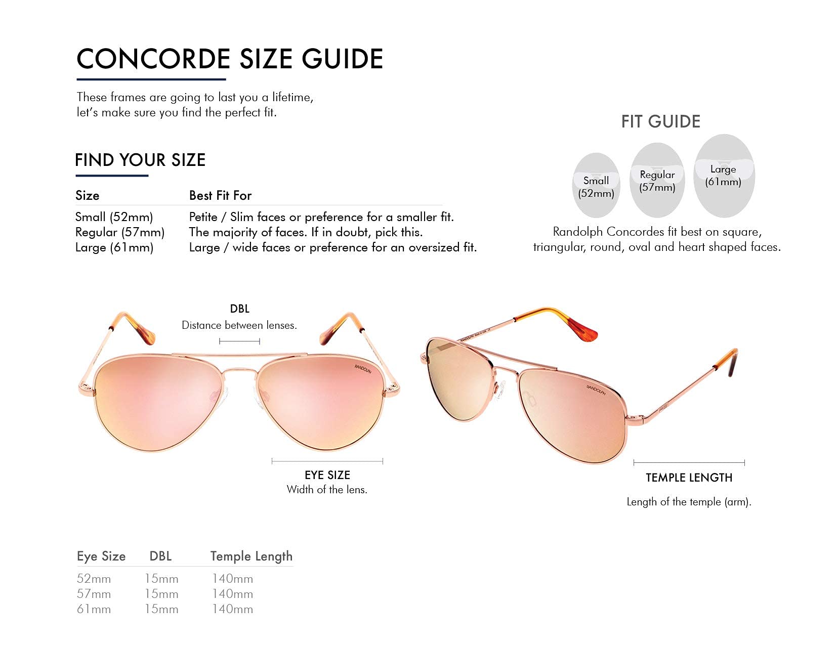 Randolph USA | Concorde Classic Aviator Sunglasses for Men or Women Polarized 100% UV