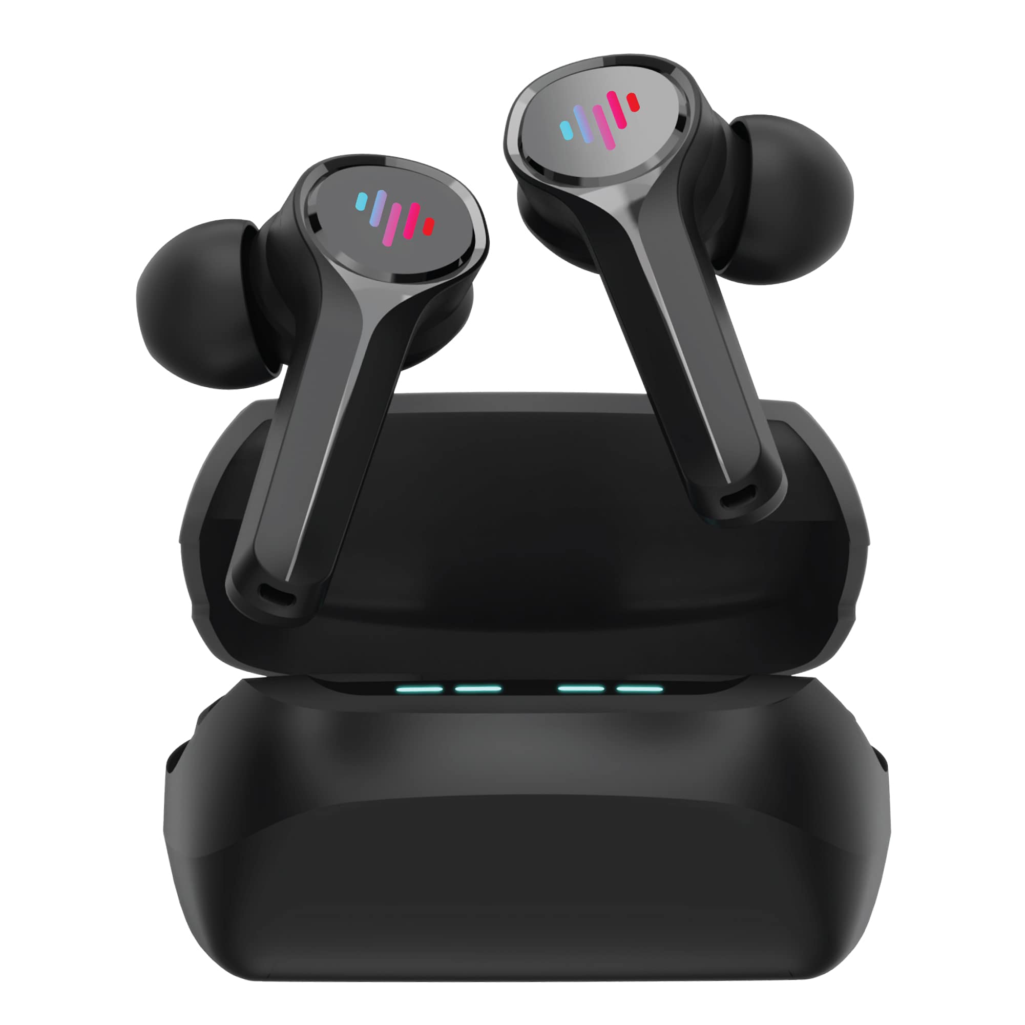 iLuv SG100 Gaming Wireless Earbuds, Bluetooth in-Ear with Changing LED Lights Ultra-Low 60ms Latency and Hands-Free Call MEMS Microphone, includes Compact Charging Case and 4 Ear Tips, Black