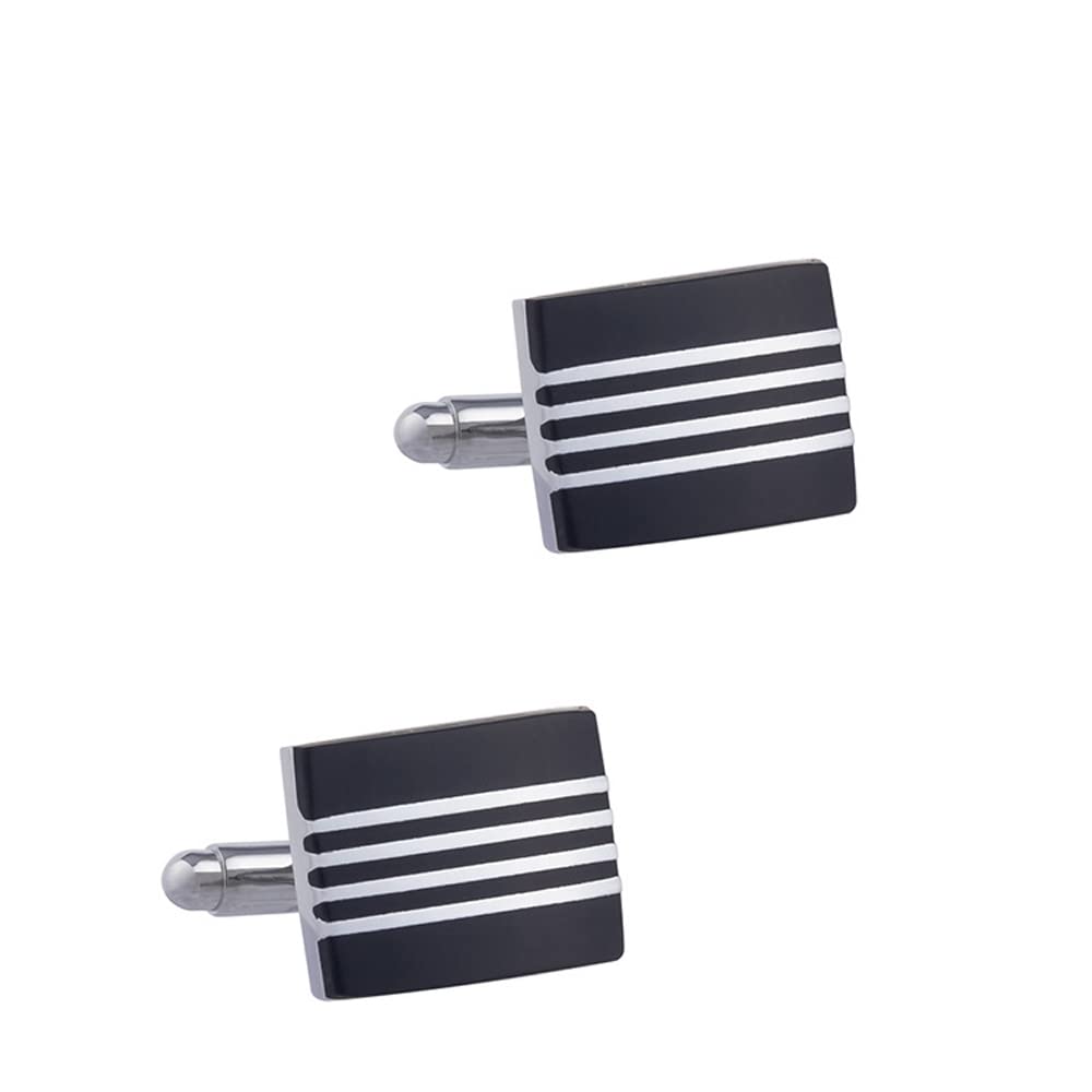 Men's tie Clip Cufflinks Black Striped Epoxy Enamel Cuff Button Men's French Long Sleeve Shirt Cufflinks