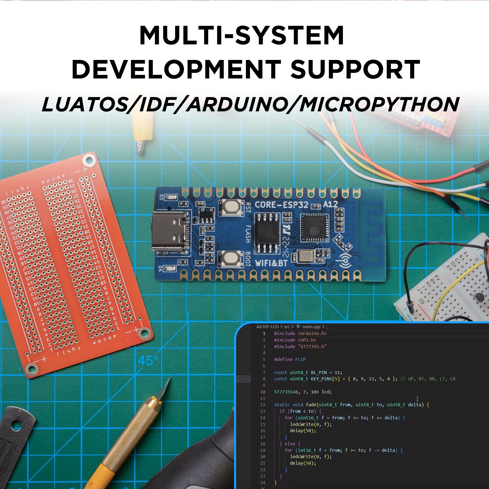 USB C ESP32 Development Board with WiFi, Bluetooth, BLE Support, ESP32-C3 Microcontrollers with Up to 160MHz Clock Speed, 4MB Flash, 384KB ROM, 400KB SRAM, Compatible with Arduino IDE
