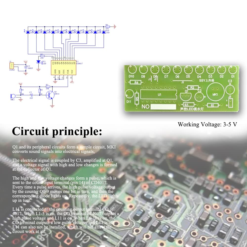 ISolderStore Colorful 10 LEDs Soldering Practice Board Electronic DIY Kits CD4017 Soldering Practice Kit for Teens Kids Adults