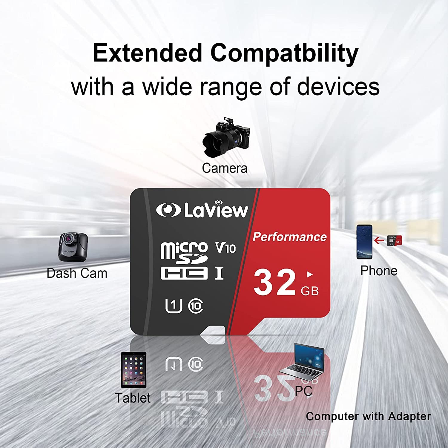LaView 32GB Micro SD Card 5 Pack, Micro SDXC UHS-I Memory Card – 95MB/s,633X,U3,C10, Full HD Video V30, A1, FAT32, High Speed Flash TF Card P500 for Computer with Adapter/Phone/Tablet/PC