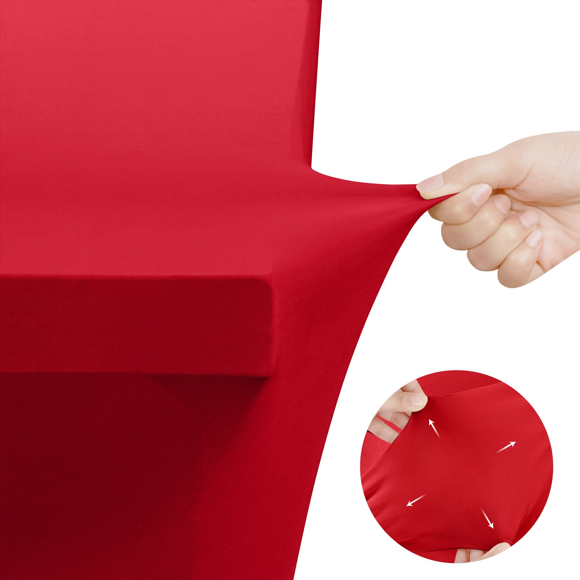 Utopia Kitchen Spandex Tablecloth 1 Pack [6FT, Red] Tight, Fitted, Washable and Wrinkle Resistant Stretch Rectangular Patio Table Cover for Event, Wedding, Banquet & Parties [72Lx30Wx30H Inch]