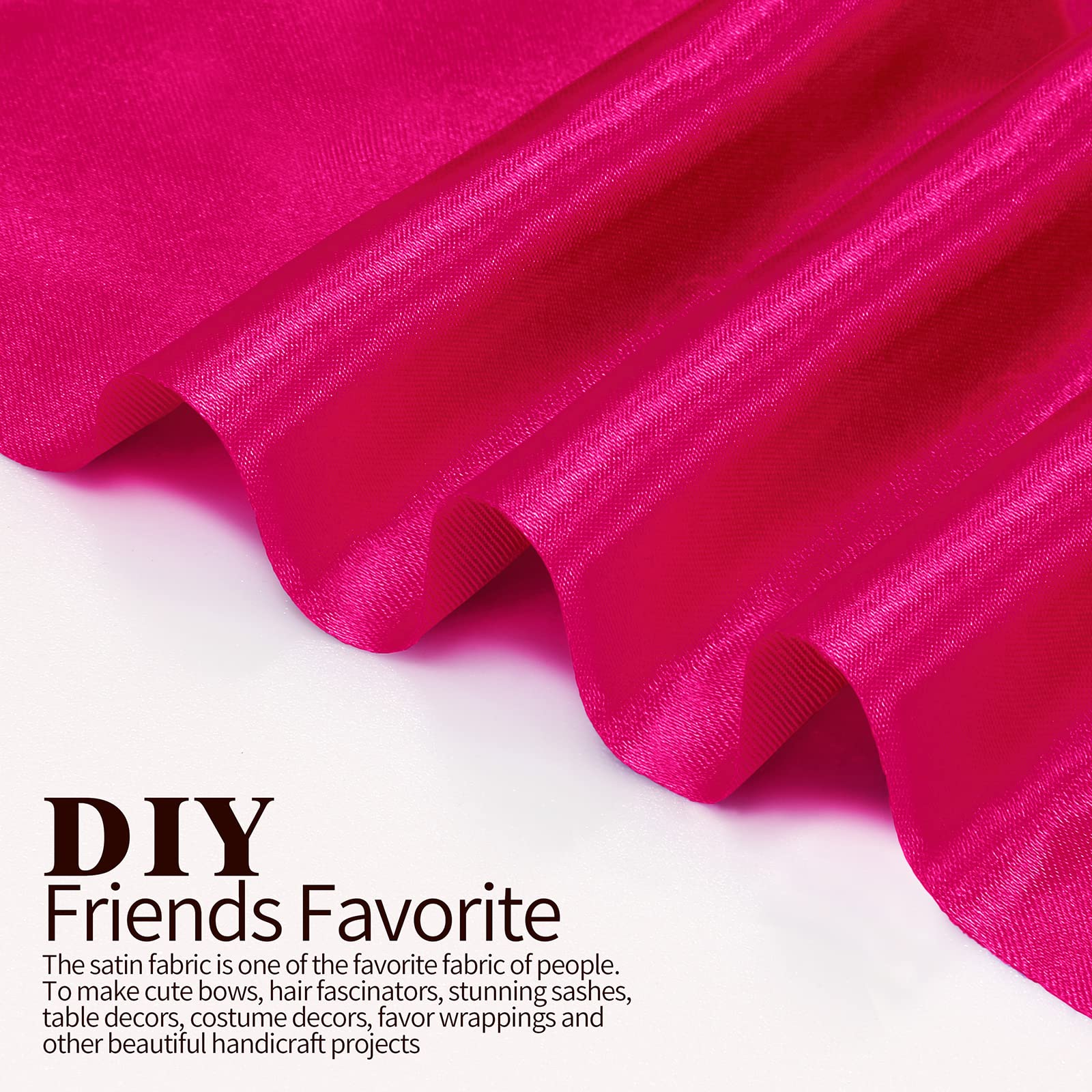 Horbaunal Hot Pink Satin Fabric 60 Inch Wide by The Yard, Soft Charmeuse Satin Fabric for Wedding Dress, DIY Craftings, Costumes, 1 Yard