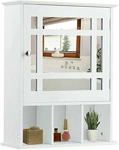 Wooden Bathroom Wall Medicine Cabinet Shelf Storage Organizer with Mirror Door Storage Cabinet Bathroom Storage Cabinet Organizer Bathroom Cabinet Medicine cabinets Bathroom Storage Cabinet