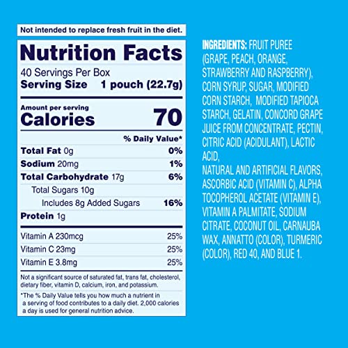 Welch's Fruit Snacks, Mixed Fruit, Perfect Halloween Candy Bulk Pack, Gluten Free, Individual Single Serve Bags, 0.8 oz (Pack of 40)