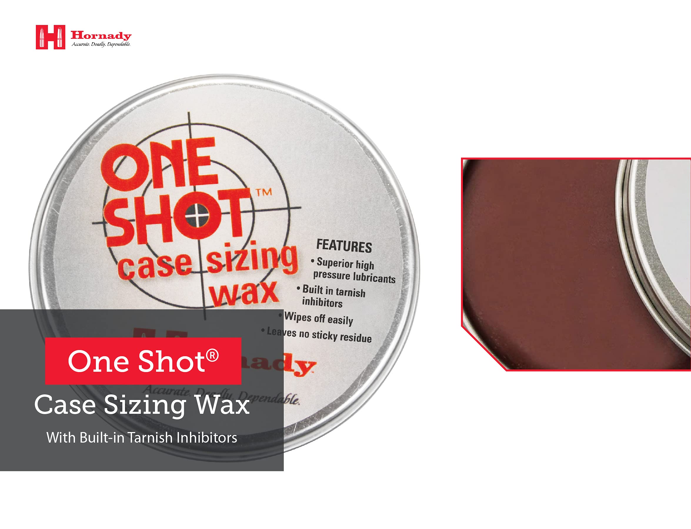 Hornady One Shot Case Sizing Wax, 2.25 Oz β Wipes Off Easily, No Sticky Residue β Straightforward Reloading, Makes Sizing Cases Smooth and No Trouble β an Alternative to Spray Lube or Lube Pads