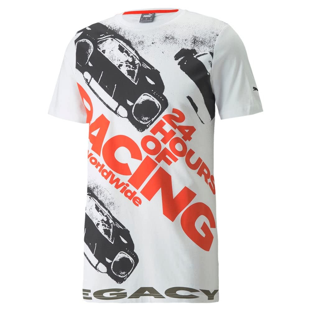 PUMA Mens Porsche Legacy Statement Graphic Crew Neck T-Shirt Casual - White - Size L