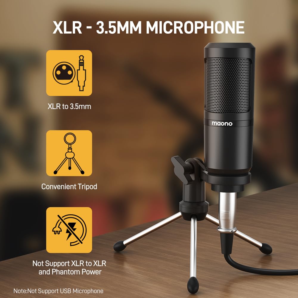 MAONO Podcast Equipment Bundle Audio mixer All-in-One Podcast Production Studio with 3.5mm Microphone for Live Streaming, Podcast Recording, PC, Smartphone, DJ MaonoCaster Lite (AU-AM200-S2)