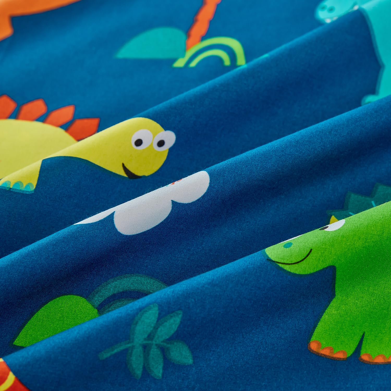 WINLIFE Dinosaur Sheet Set Twin for Boys 3 Piece - Soft Cozy Microfiber Twin Size Kids Sheets - Cartoon Dino Sheets for Twin Bed - Deep Pocket 16 Inches Teen Bed Sheets for Children, Navy