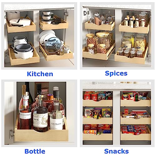 WelFurGeer 32'' Width Pull Out Shelves for Kitchen Cabinets, Pull Out Cabinet Organizer, Pantry Slide Out Drawers, Kitchen Slide Out Storage, Wood Slide Out Drawer for Kitchen (32''W x 21''D)