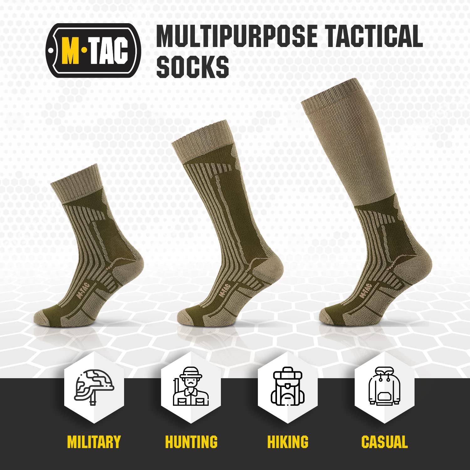 M-Tac Knee High Tactical Socks 2 Pack - Military Lightweight Coolmax Moisture Wicking Army Combat Socks (OCP, L)