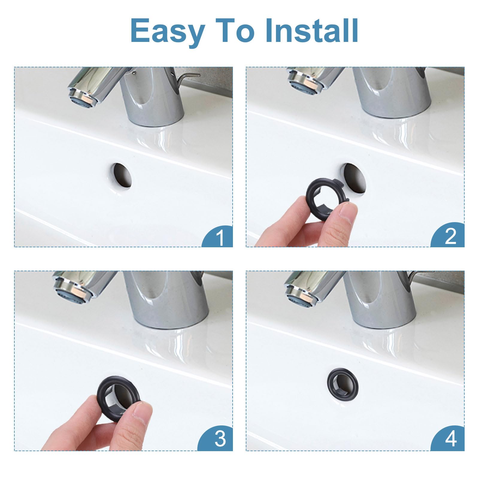uxcell 3pcs Sink Overflow Rings, Bathroom Kitchen Basin Trim Bath Sink Hole Round Hollow Brass Overflow Drain Cover Insert in Hole (Silver Tone)