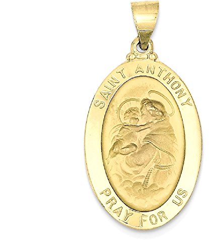 IceCarats 14K Yellow Gold Saint Anthony Medal Necklace Charm Pendant 33mm x 17mm Only