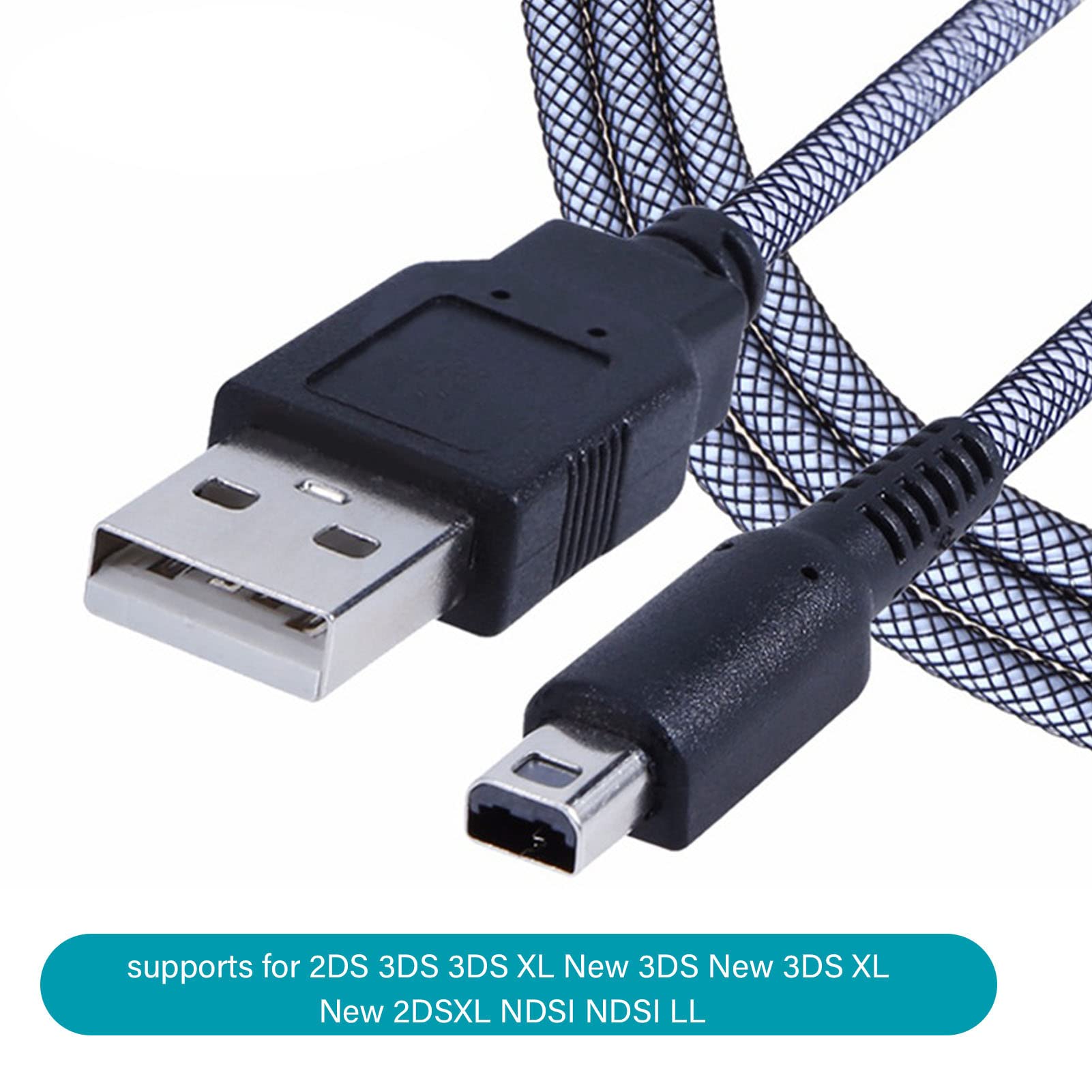Septpenta 2Pcs 5ft 3DS/ 2DS USB Charger Cable, Supports Playing While Charging, Portable Power Charging Cord Cable for 2DS 3DS 3DS XL New 3DS New 3DS XL New 2DSXL NDSI NDSI LL