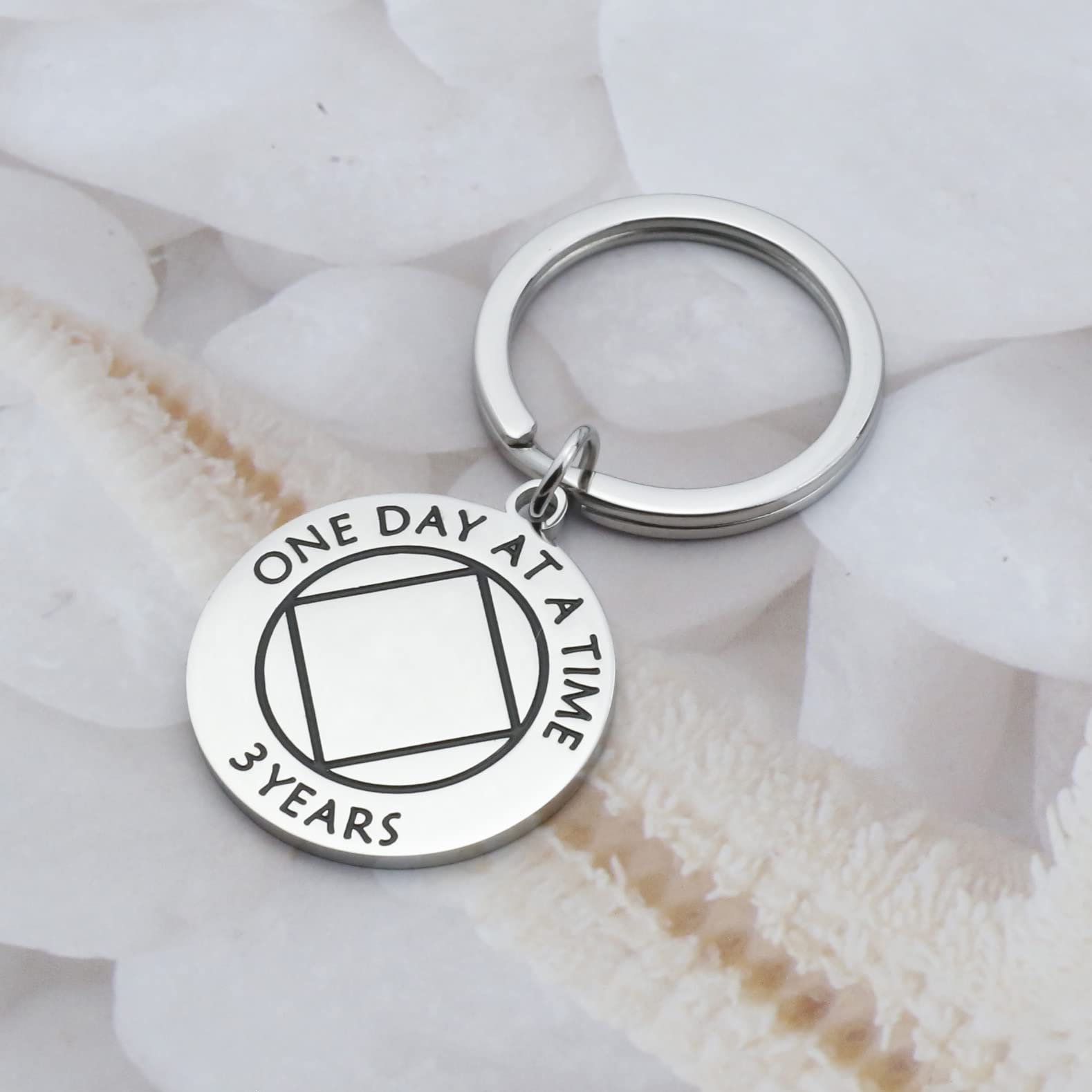 NC NA Sobriety Gift Anonymous keychain Recovery Gift NA Jewelry NA One Day At A Time Keychain for Him Her (NA-3YEARS KS)