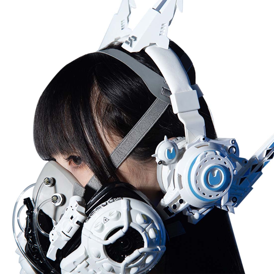 Punk Mask Headset, Led Light Cosplay Mask Props for Men Women Boys Girls, Halloween Christmas Party Type A