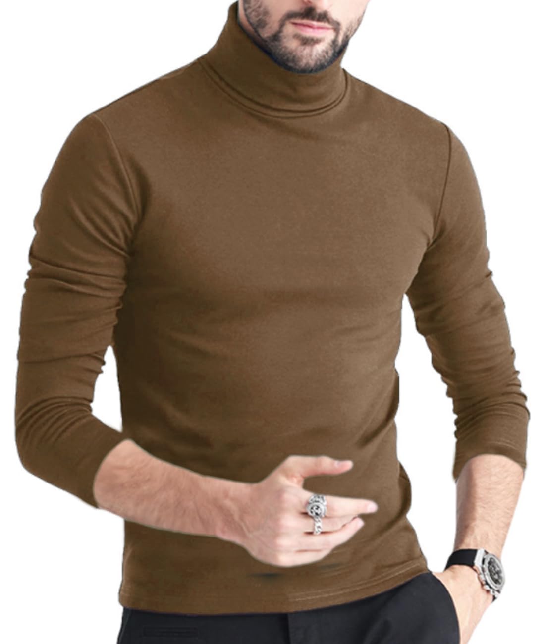 MAQUIDE Men's Casual Slim Fit Basic Tops Knitted Thermal Turtleneck Pullover Sweater