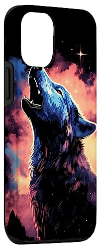iPhone 12/12 Pro Howling Wolf Space Galaxy Stars Wolves Animal Case