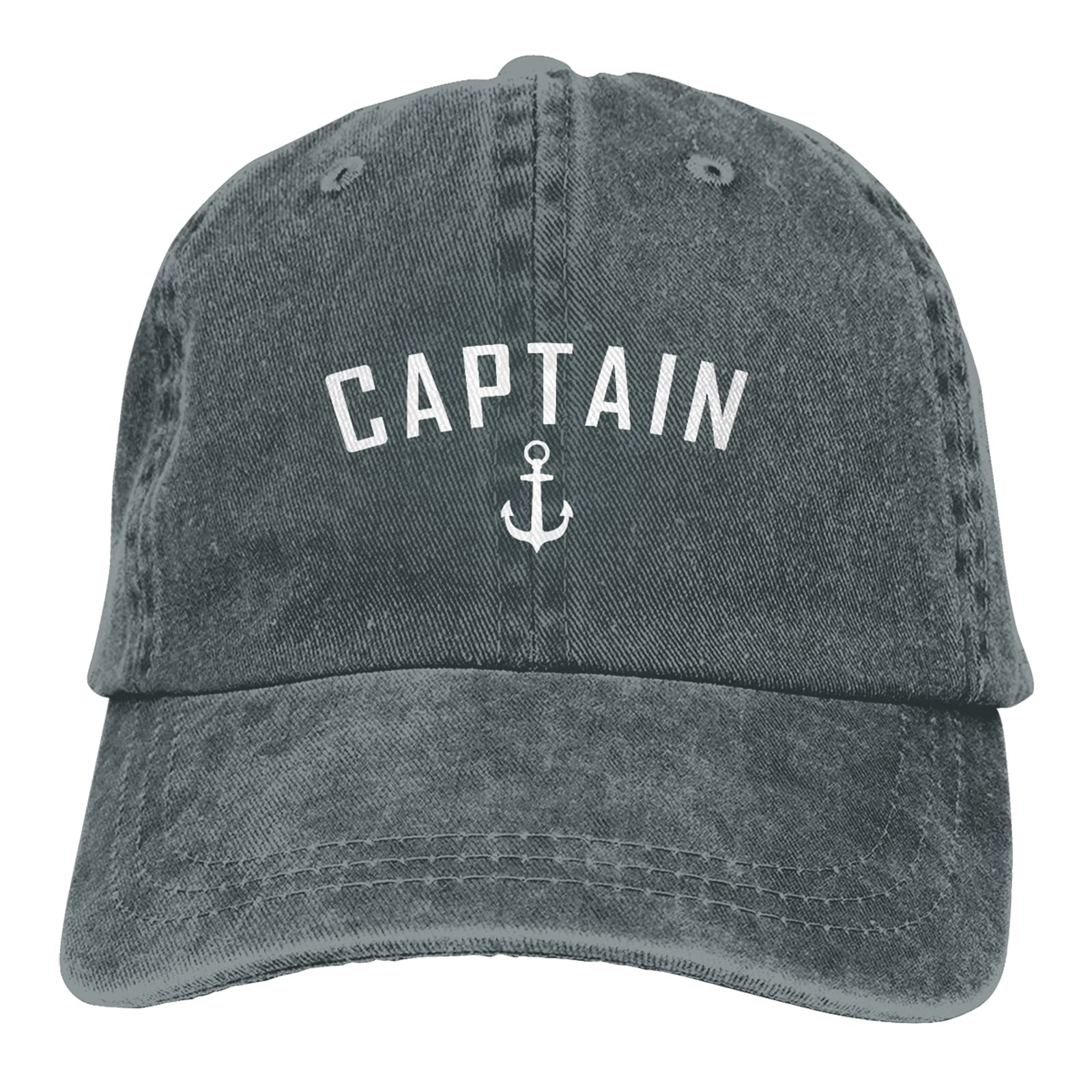 kaixinguo Captain Nautical Quote Baseball Cap,Unisex Adjustable Washed Cotton Denim Cap for Men and Women Gray