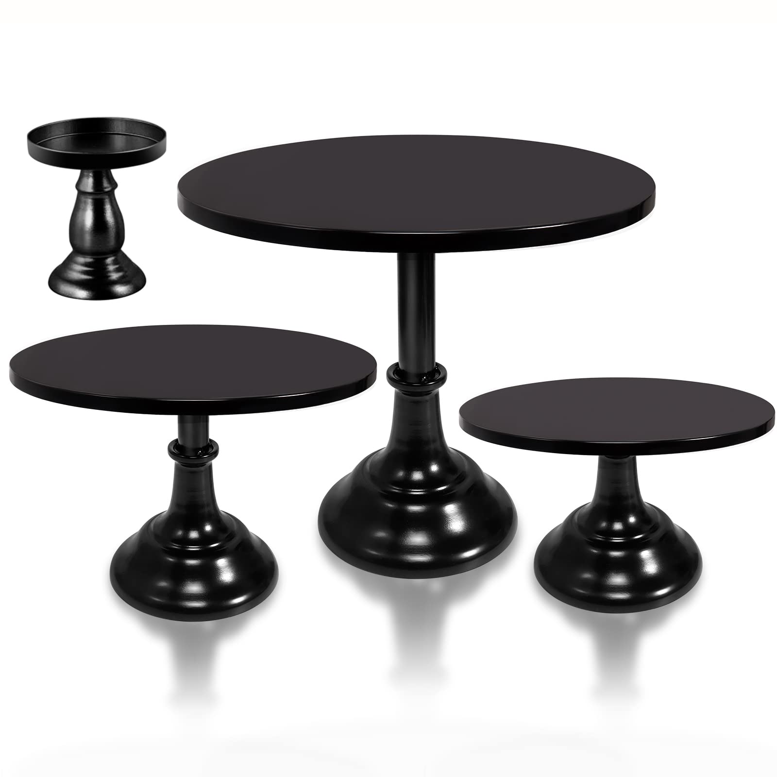 mwellewm 4 Pcs Black Cake Stand Set Round Metal Halloween Cake Stands Metal Cupcake Holder black Dessert Table Display Set for Wedding Birthday Party Baby Shower Anniversaries Supplies