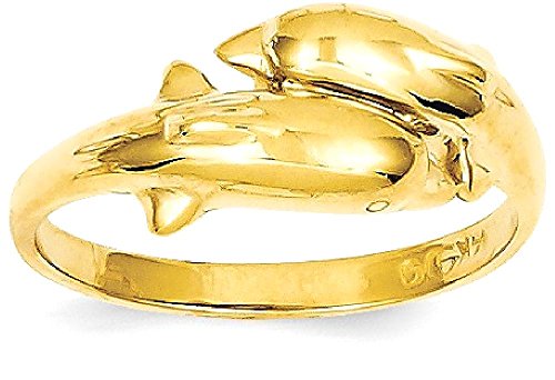 IceCarats 14K Yellow Gold Sea Dolphin Ocean Fish Beach Nautical Ring Size 6