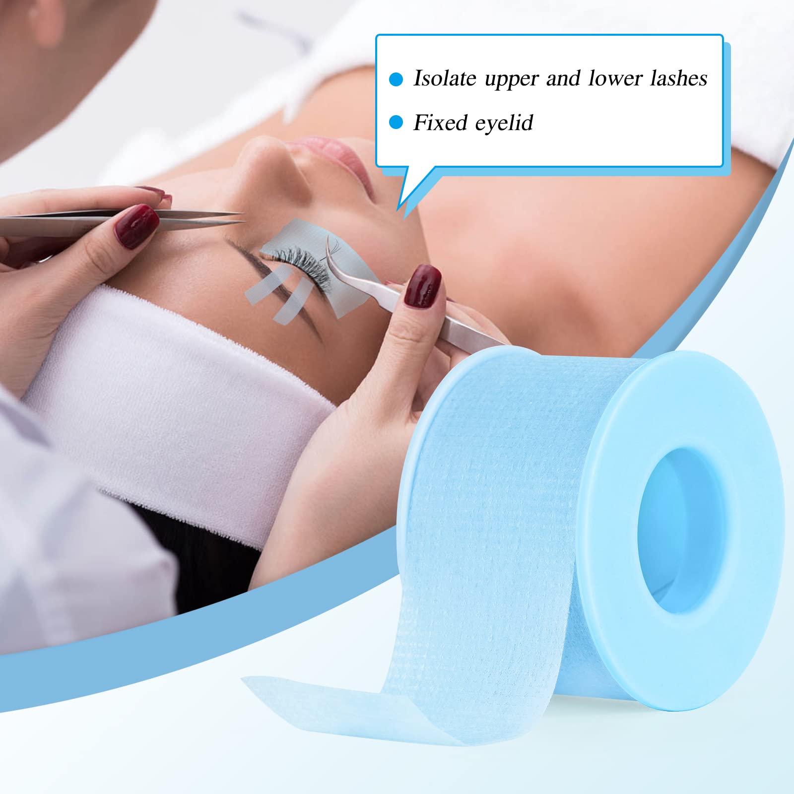 QUEWEL Lash Tape for Eyelash Extensions Blue Eyelash Tape Stick Well Breathable Eyelash Extension Tape Microfoam Tape Eyelash Extensions Flexible & Comfortable for Sensitive Skins to Use (Blue)