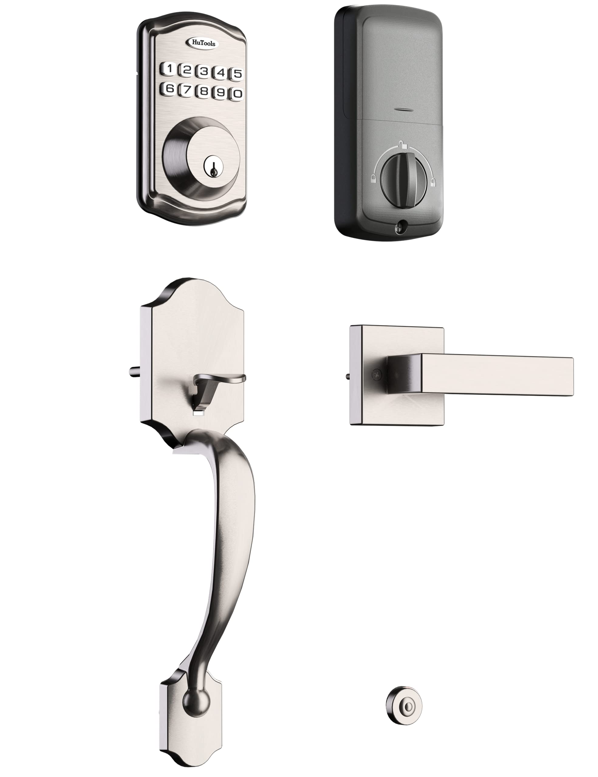 HuTools Keypad Electronic Deadbolt Lock, Satin Nickel, 20 User Codes, Auto Lock, Easy Installation