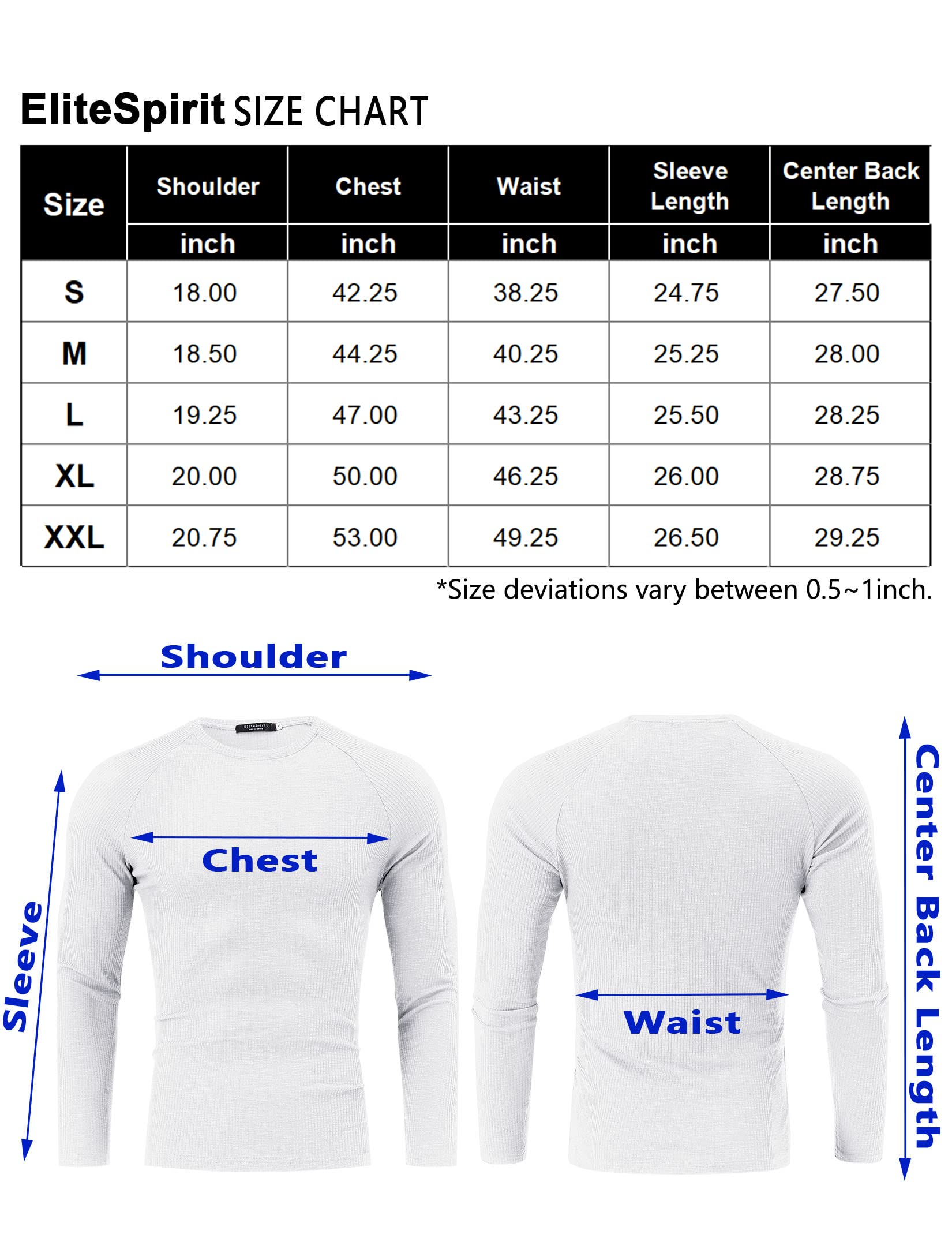 Muscle T Shirts for Men 2 Pack Stretch Long Sleeve Slim Fit Casual Gym Workout Athletic Knit Tee Shirts Black & White XL