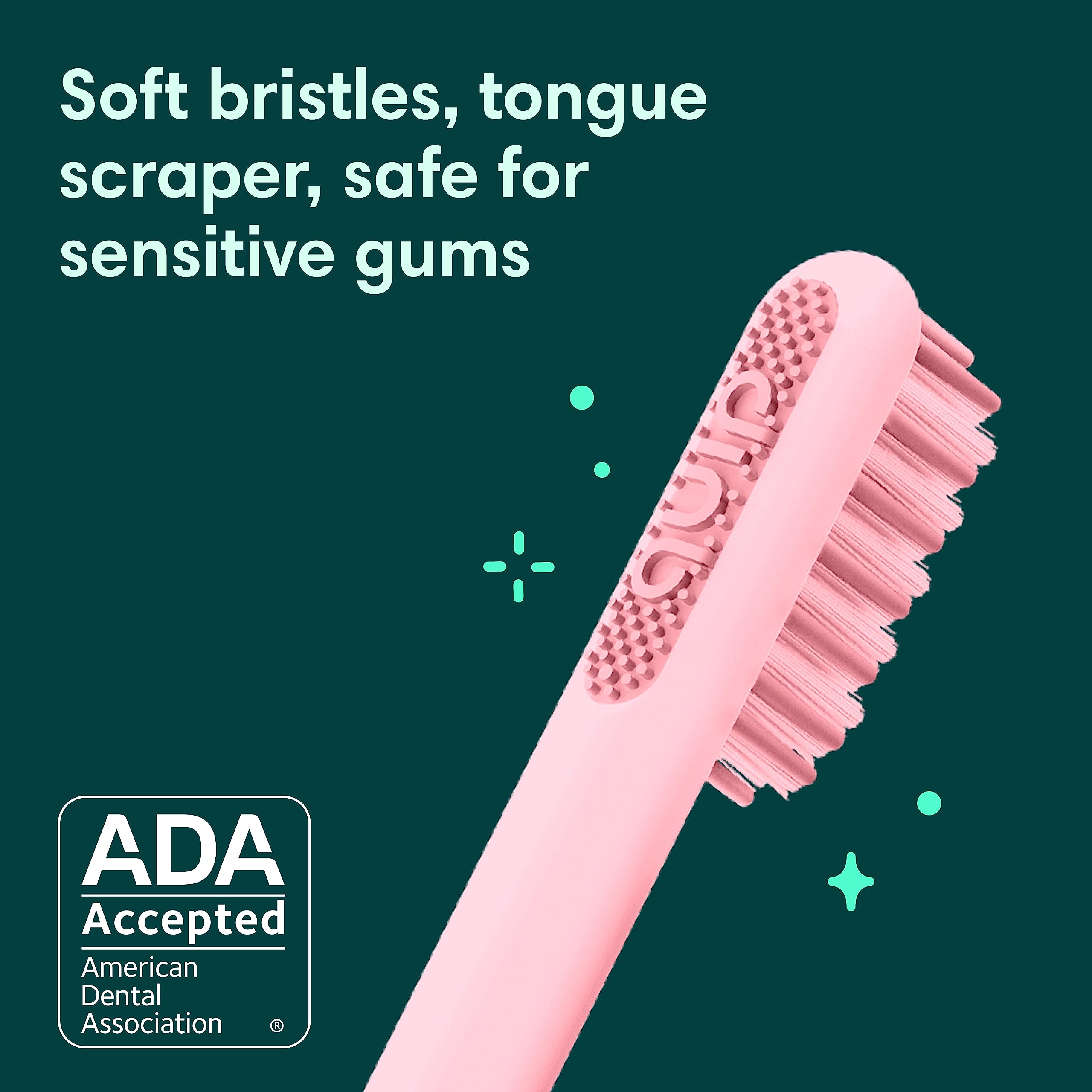 Quip Rechargeable Smart Sonic Toothbrush for Adults - Timed Electric Toothbrush with Bluetooth & Rewards App - Replaceable Brush Head, Soft Bristles, Metal Handle - Travel Toothbrush - All-Pink
