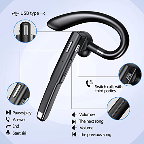 WMWYMX Bluetooth Headset One Ear Earphone Earpiece for Cell Phones Wireless Headset with Charging Case(size9)