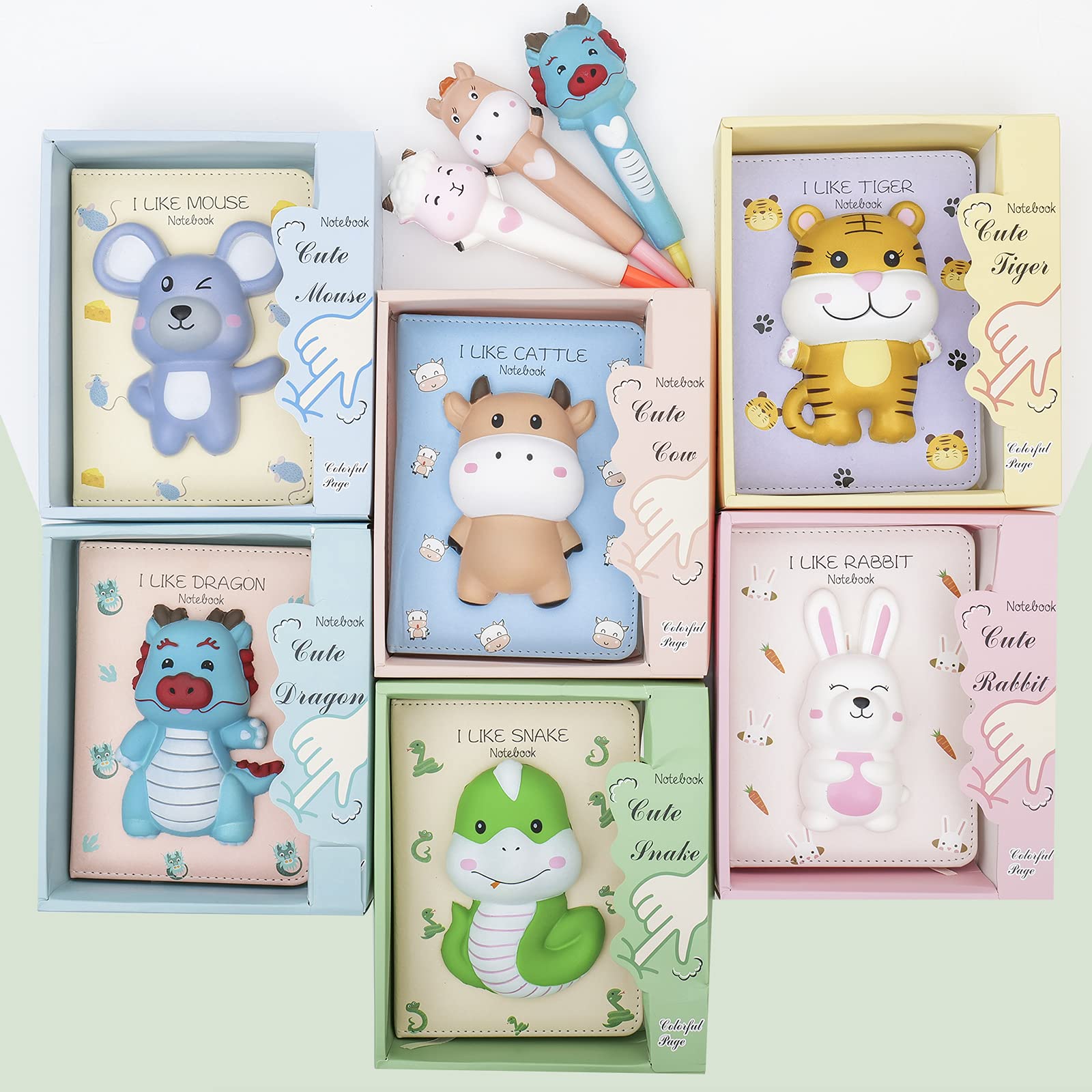 LemoHome Notebook for Girls Notebooks with Squishy Animals Stress Relief Pen,Cute Decompression Journal for women,Tiger Notebooks+one pens