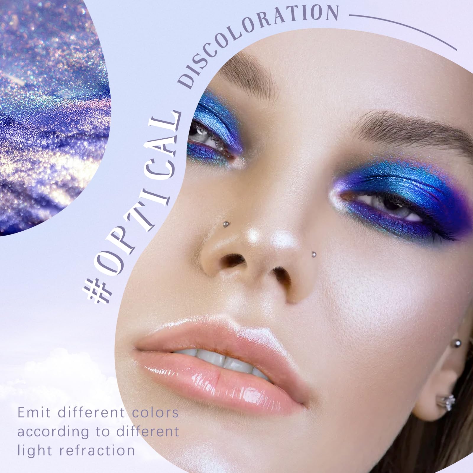 HOSAILY Chameleon Eyeshadow Liquid Glitter Eyeshadow, 5 Colors Shimmer Metallic Intense Color Shifting Multi-chrome Liquid Eyeshadow Long Lasting Quick Dry High Pigmented Holographic Shiny Eye Makeup Set