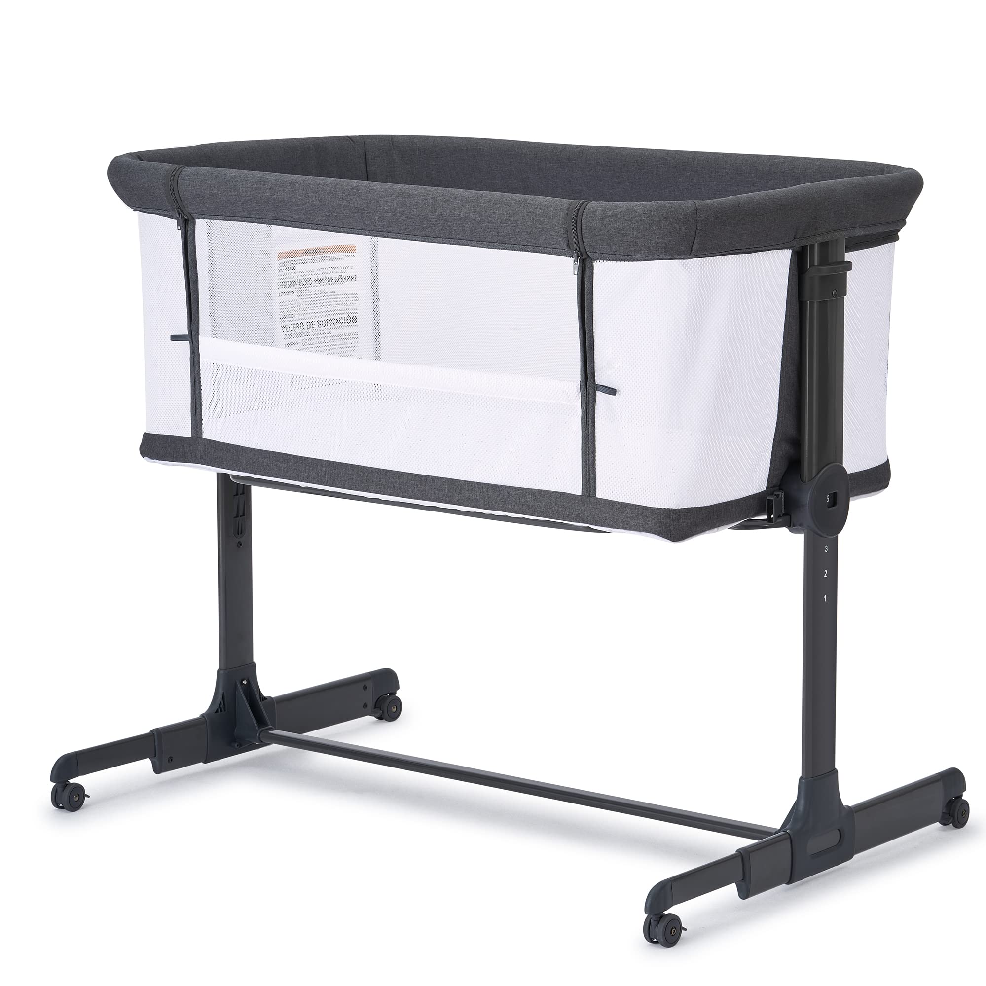 QUTANIX Baby Bassinet Bedside Sleeper, Bedside Crib Co Sleeper for Baby, Easy Folding Portable Mini Crib for Newborn/Infant (Grey)