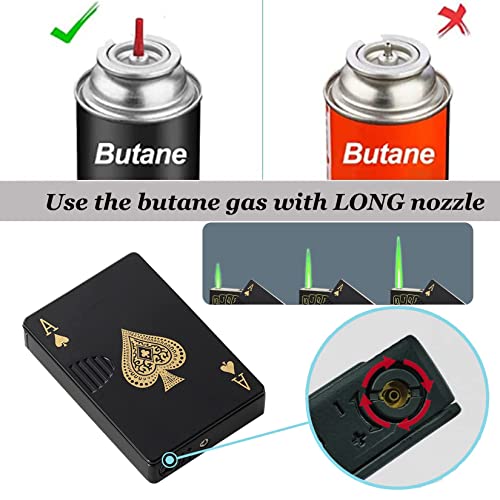 Jet Torch Lighter, Refillable Butane Playing Card Lighter, Exquisite Packaging, Windproof Lighters, Cool Lighter for Men, Candle, Camping, Birthday. (Butane Not Included) (Black Ace)