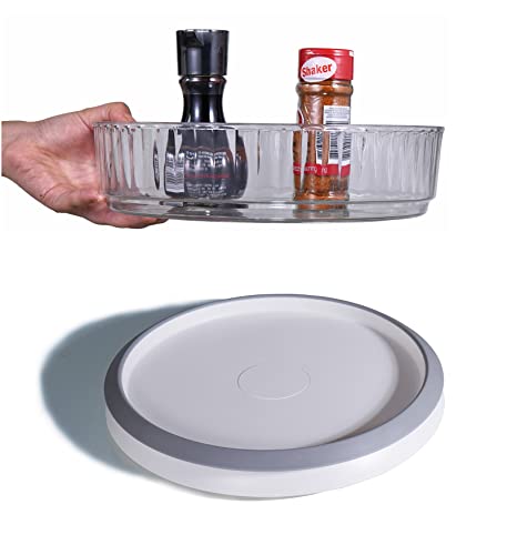 Lazy Susan Organizer, Upgraded 11.3" Clear Lazy Susan Turntable for Cabinet Table, Countertop Fruit Basket, Spice Rack Organizer, Snack Organizer, Spinning Makeup Organizer, Bathroom Etc (1 Pack)