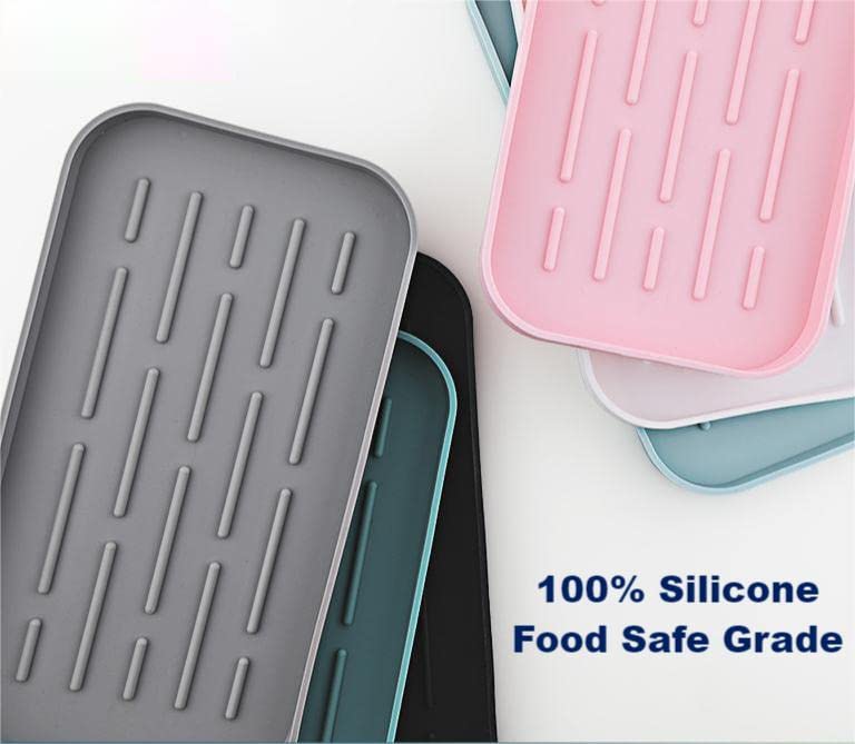 Silicone Kitchen Sink Organizer, Sponges Holder, Soap Rack 9.96 x 5.24 Inches, Silicone Tray for Sponge, Dispenser, Scrubber and Other Kitchen and Bathroom Accessories Color Teal Pack 2
